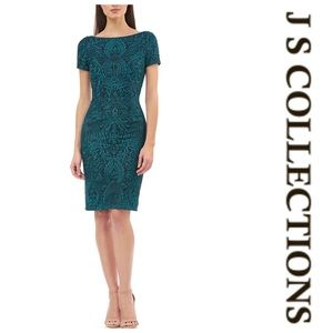 JS Collections | Dresses | Js Collections Floral Embroidered Cocktail ...
